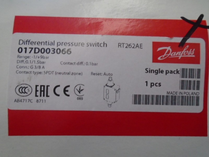 Danfoss differentiaalpressostaten (zonder tijdrelais) voor toepassingen ...